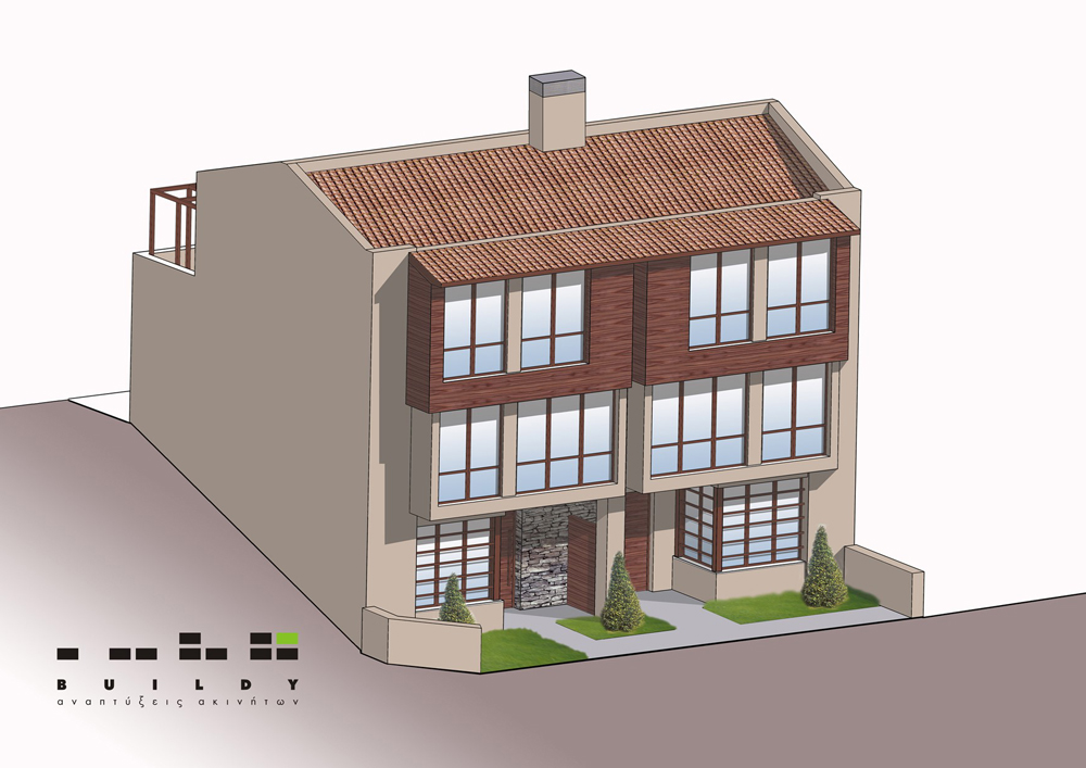 Κτίριο Δυο Τριώροφων Κατοικίων Με Τμήμα Υπογείου και Στέγη | BUILDY Ε.Π.Ε.